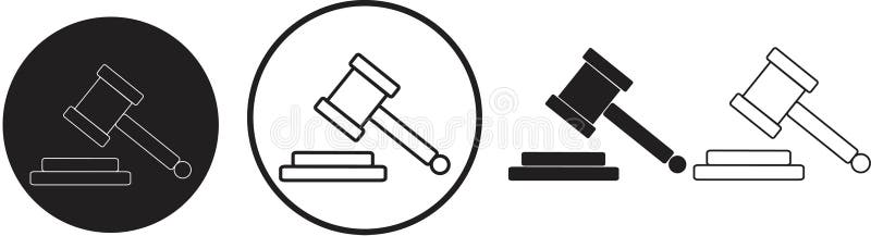 Judge S Gavel Icon Set - Justice and Law Symbols, Legal Authority and ...
