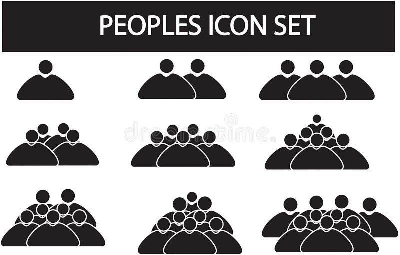 People Icon Set - User and Group Symbols, Meeting and Committee Avatar ...