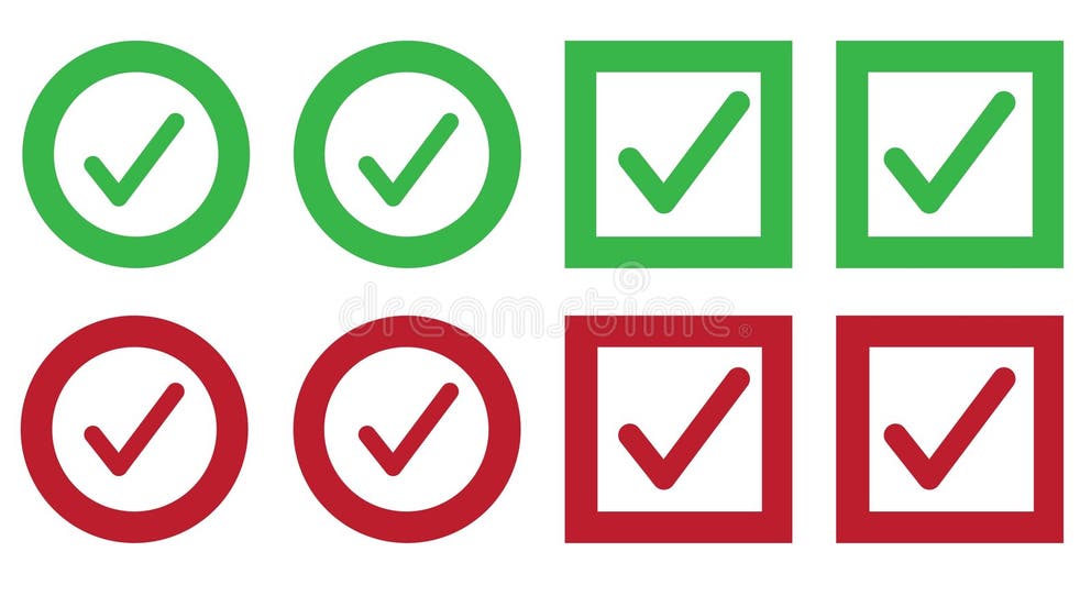 Green and Red Check Mark Button Vector Illustration Stock Vector ...