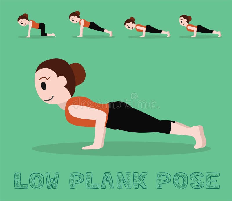 Yoga Tutorial Low Plank Pose Cute Cartoon Vector Illustration Stock ...