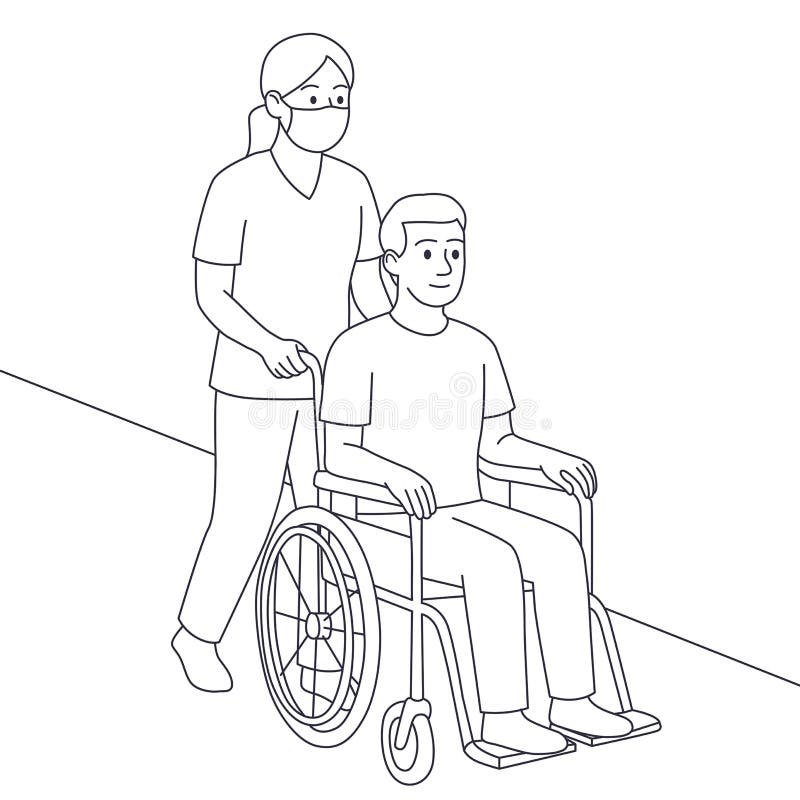 Line Art Illustration of a Neurologist Consulting with a Patient in a ...