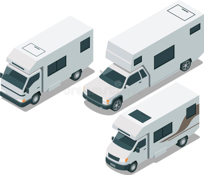 Isometric Motorhome Mobile Home Caravan Stock Vector - Illustration of ...