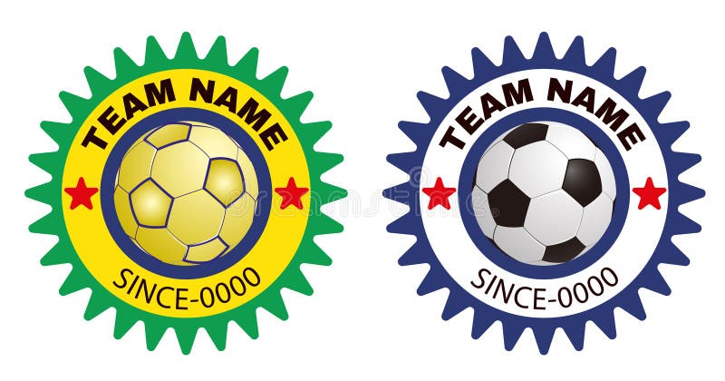 Two Circular Logos Feature Soccer Balls at Their Centers. Stock ...