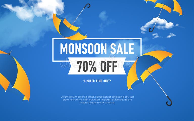 Monsoon Sale Banner Design Vector Illustration Stock Vector ...