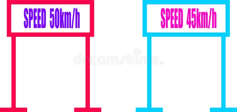 Bold Speed Limit Signs 50 Km H Red Frame and 45 Km H Blue Frame on ...