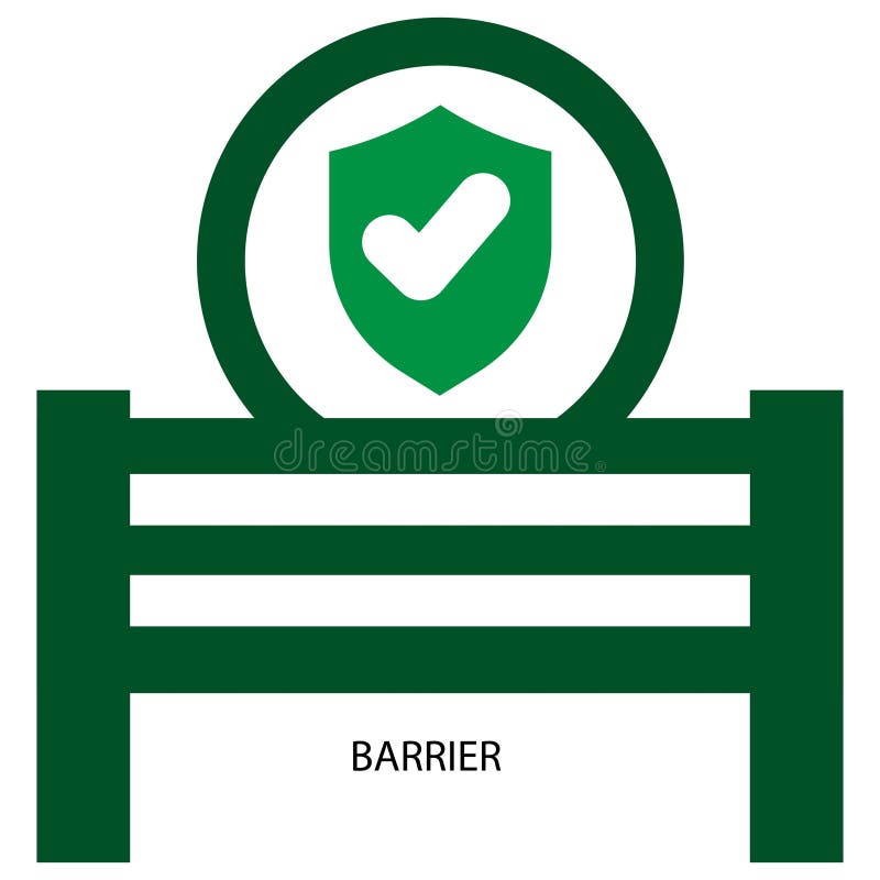 Green Graphic of a Barrier Symbol Featuring Three Horizontal Bars and a Circular Element on Top ...
