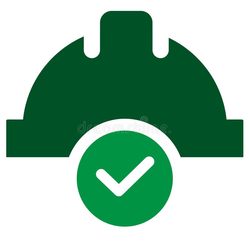 Green Hard Hat Icon with a Check Mark Symbol Overlay. Stock Vector ...