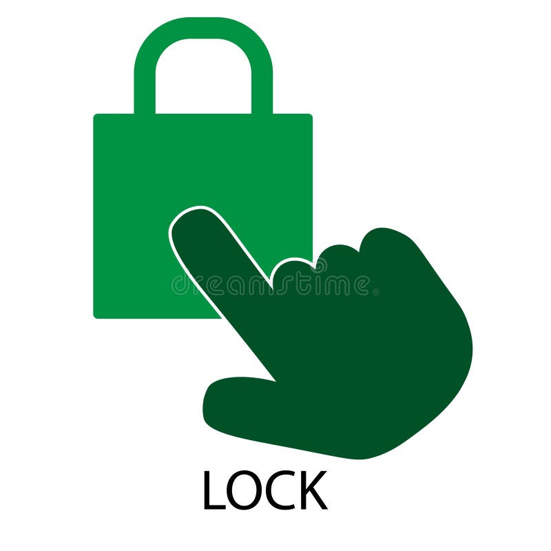A Green Lock Icon is Depicted Alongside a Dark Green Hand Symbol ...
