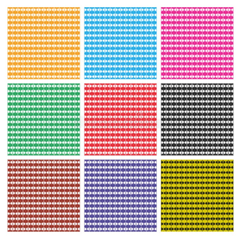 Nine Square Patterns Display a Repeating Diamond Motif. Stock Vector ...