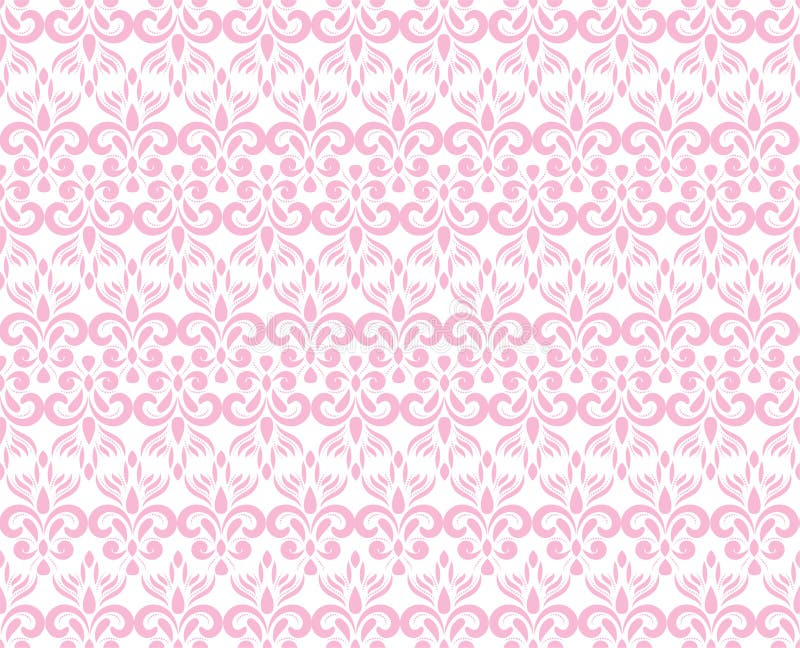 Intricate Pink and White Damask Pattern Featuring Symmetrical Floral ...