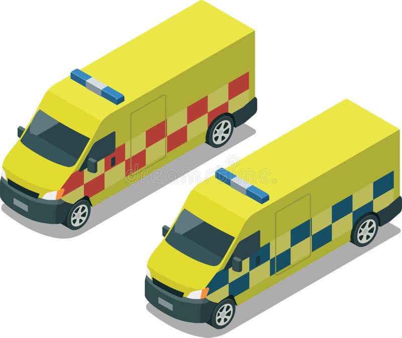 Isometric Emergency Paramedic Vehicle Stock Vector - Illustration of ...