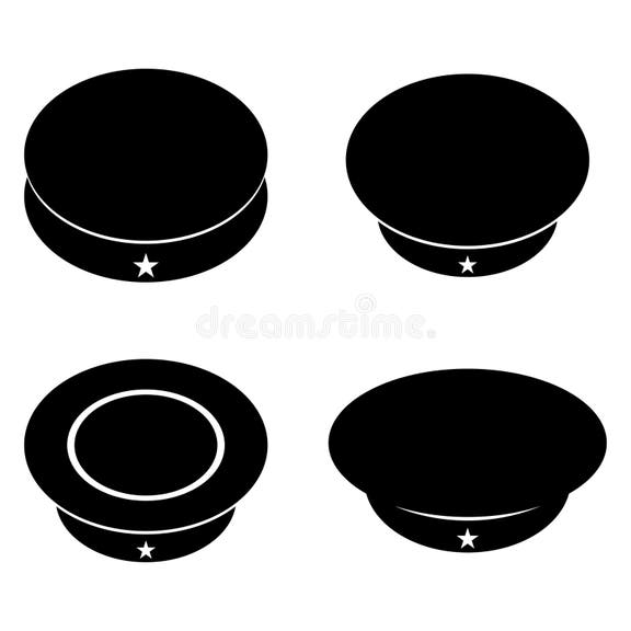Army Cap Vector Set Illustration BLACK Stock Vector - Illustration of ...