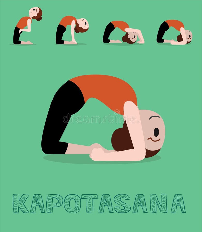 Yoga Tutorial Kapotasana Cartoon Vector Illustration Stock Vector ...