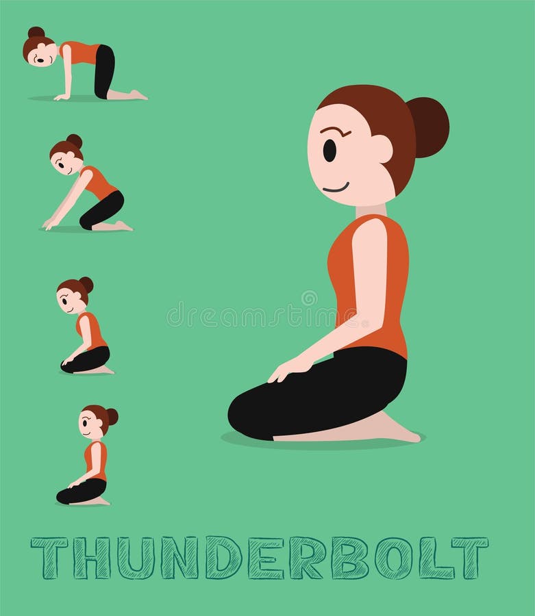 Thunderbolt Pose or Diamond Pose. Vajrasana Stock Vector - Illustration ...