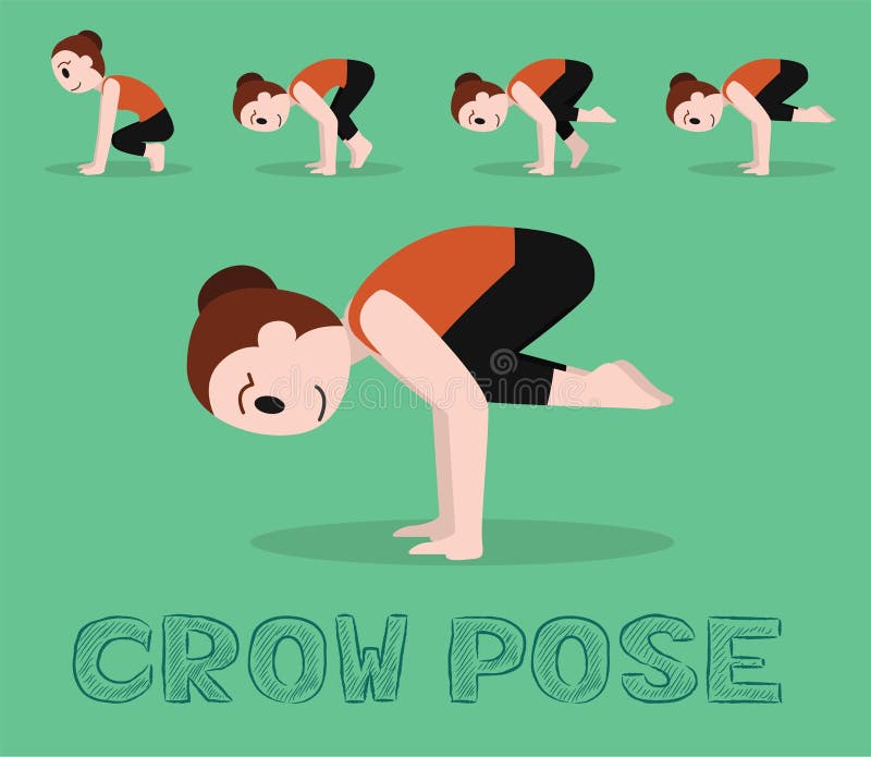 Yoga Tutorial Crow Pose Cute Cartoon Vector Illustration Stock Vector ...