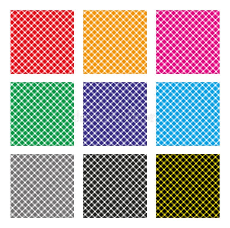 Nine Square Panels Display a Gingham Pattern in Different Colors. Stock ...