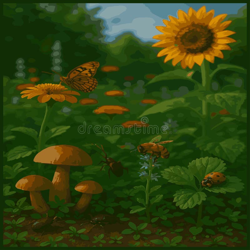 Exploring a Microhabitat: Insects and Flora in a Vibrant Garden ...