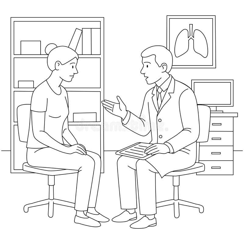 Doctor Consulting a Female Patient in a Medical Office. Stock Vector ...