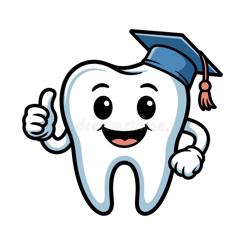 Happy Graduate Tooth Cartoon Character Vector Illustration Stock ...