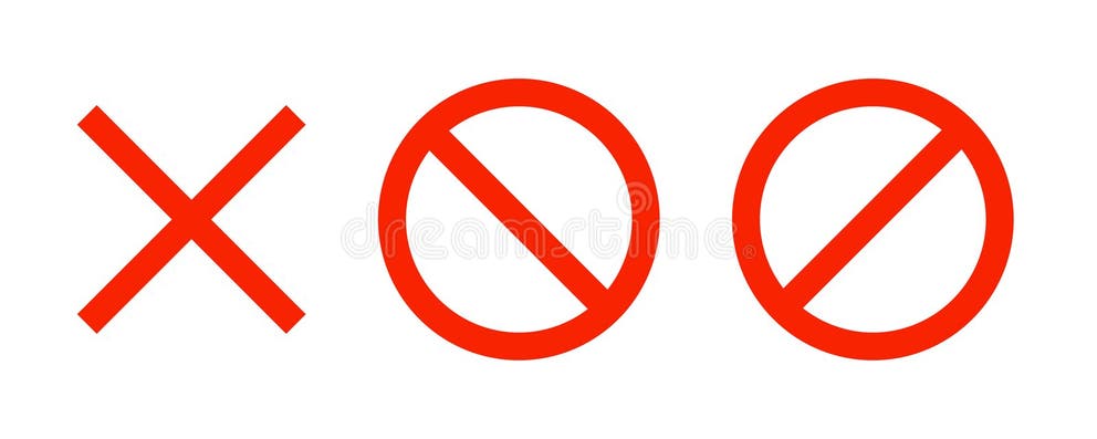 Cross Mark Icon. Stop Mark Icon Set. Crossed and Forbidden Sign ...