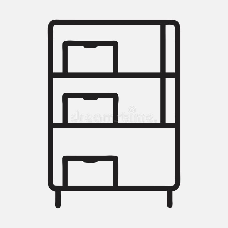 Modern and Clean Shelf Unit Line Art Illustration for Minimalist ...