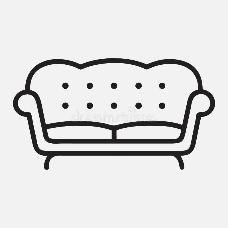 Elegant Tufted Sofa Icon in Minimalist Line Art Style Stock Vector ...