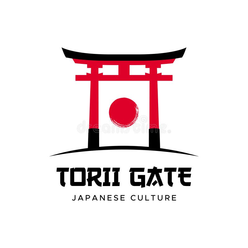 Japanese Torii Gate Red Sun Modern Style Vector Illustration Logo Stock ...