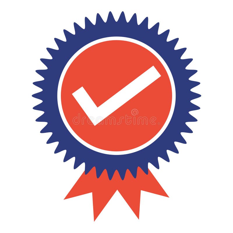 Winning Award Badge with Checkmark Colorful Icon Flat Design Checkmark ...