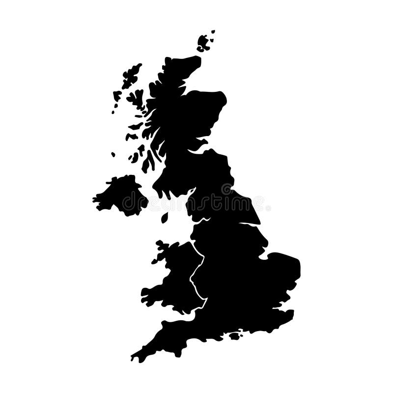 United Kingdom Map Silhouette Vector on White Background Stock ...