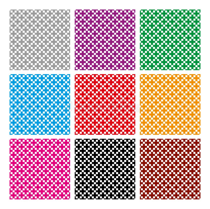Nine Square Patterns with a Checkerboard Design, Each Featuring White ...