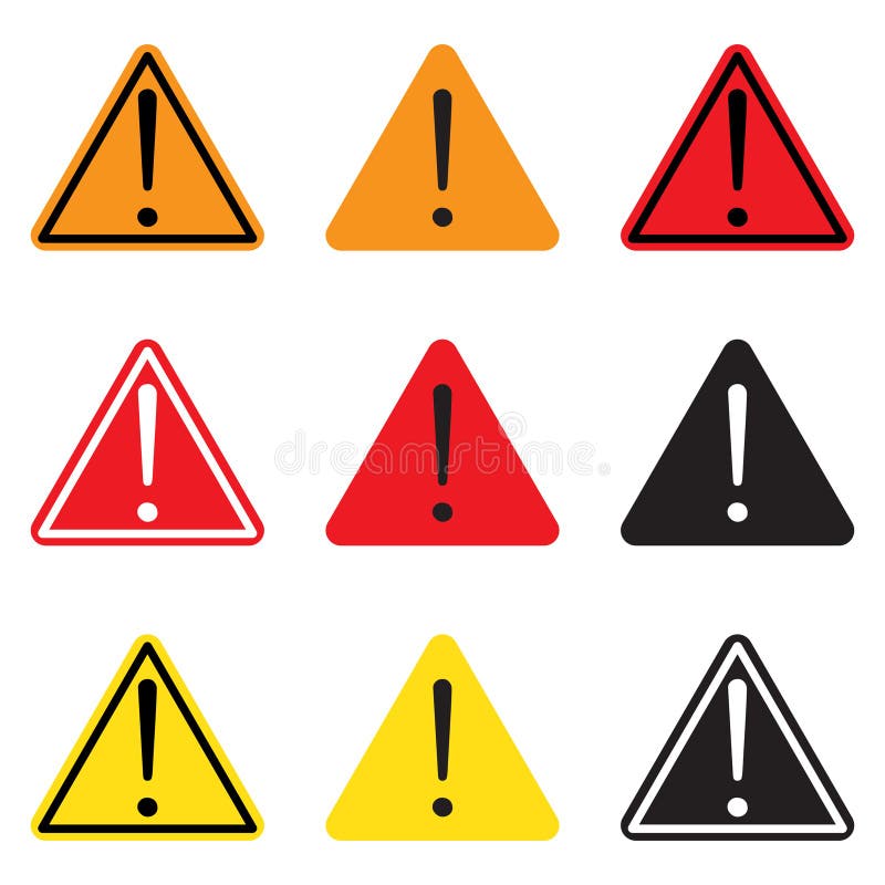 Warning Exclamation Mark Triangle Signs Set Stock Illustration ...