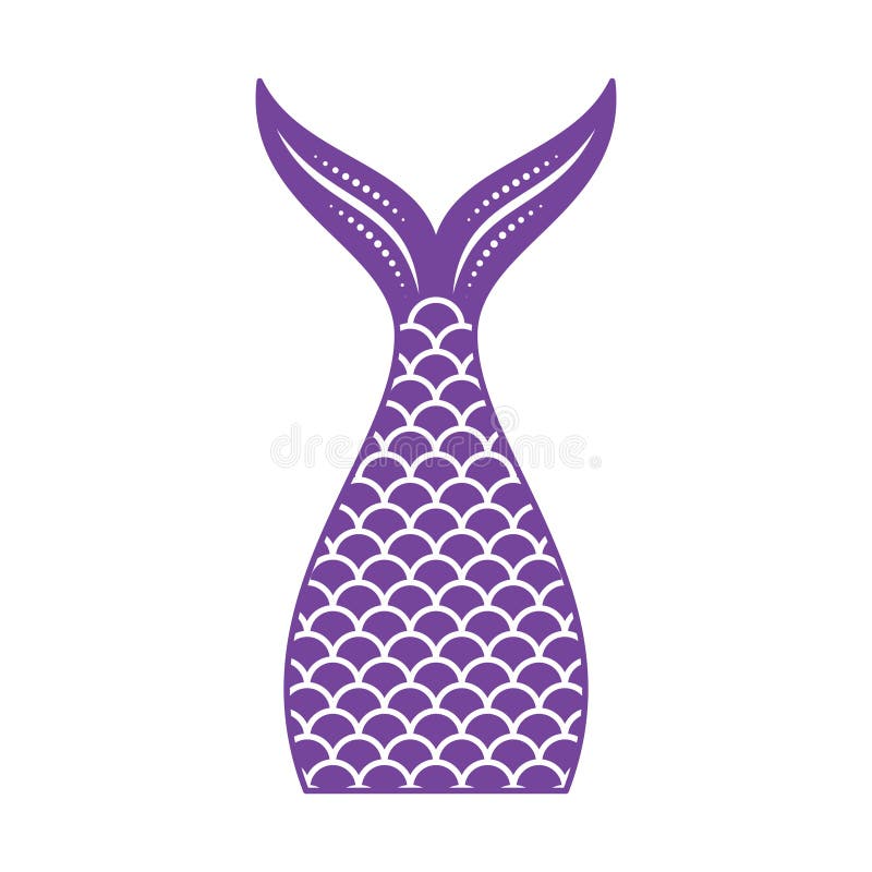 Stylized Purple Mermaid Tail with White Scale and Dot Details Stock ...