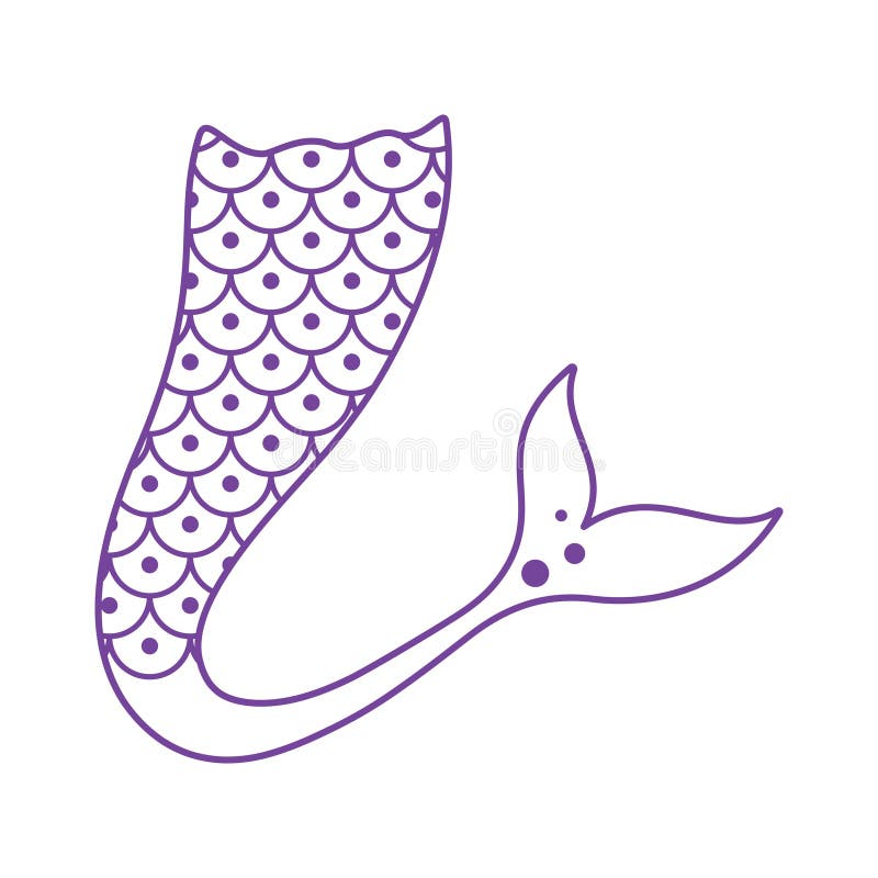 Outline Mermaid Tail with Dotted Scales Vector Stock Vector ...