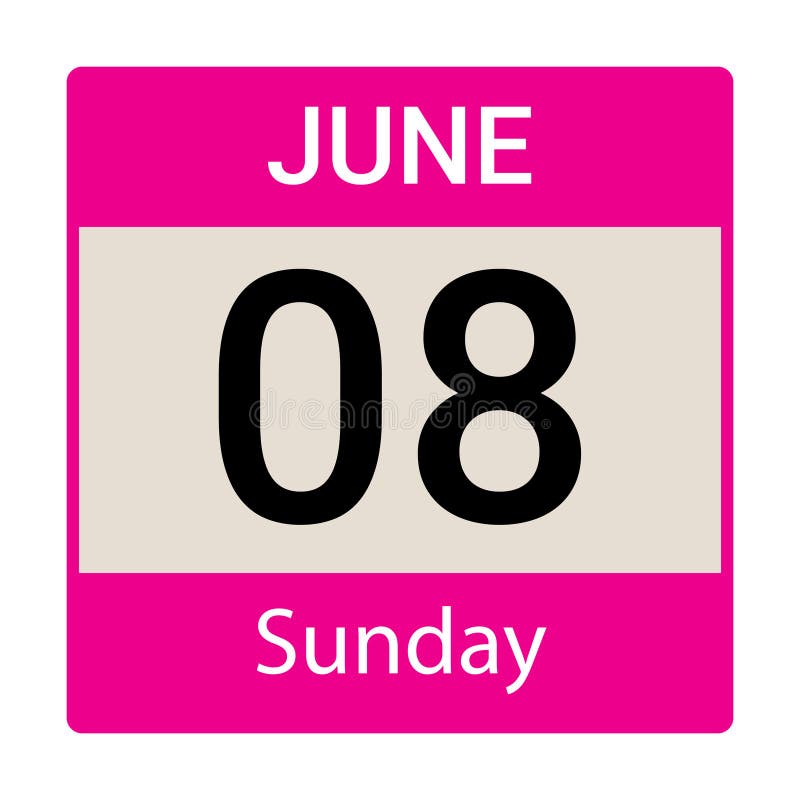 8 June, Sunday, Date Template, Useful Design for Calendar or Event ...