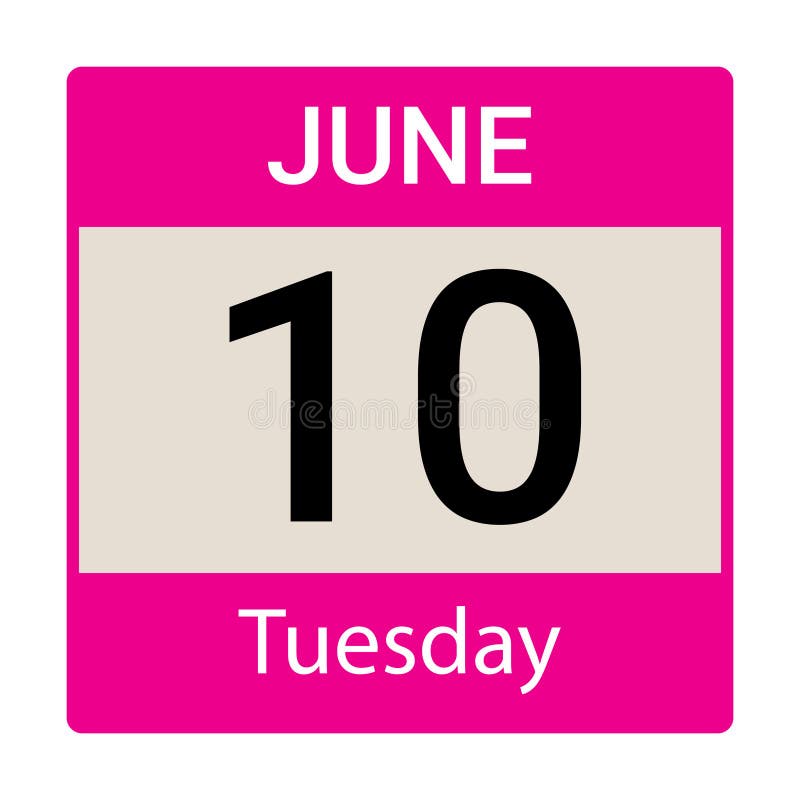 10 June, Tuesday, Date Template, Useful Design for Calendar or Event ...