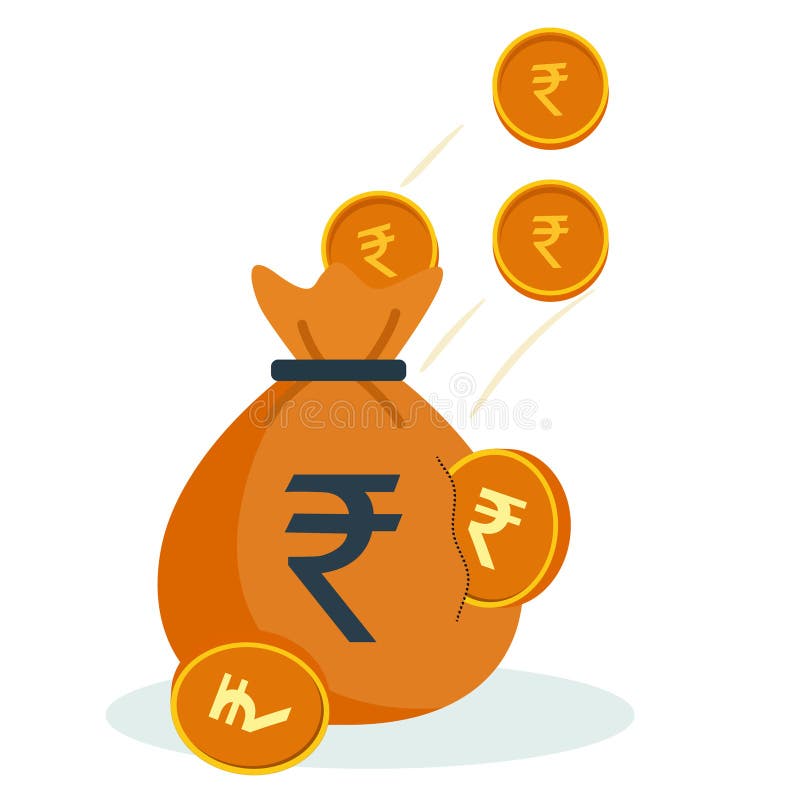 Wealth & Savings – Rupee Money Bag with Coins Stock Vector ...