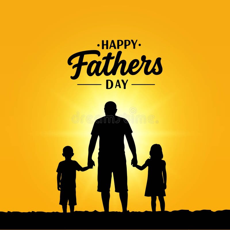 Father with Children Silhouette Happy Father S Day Sunset Background ...