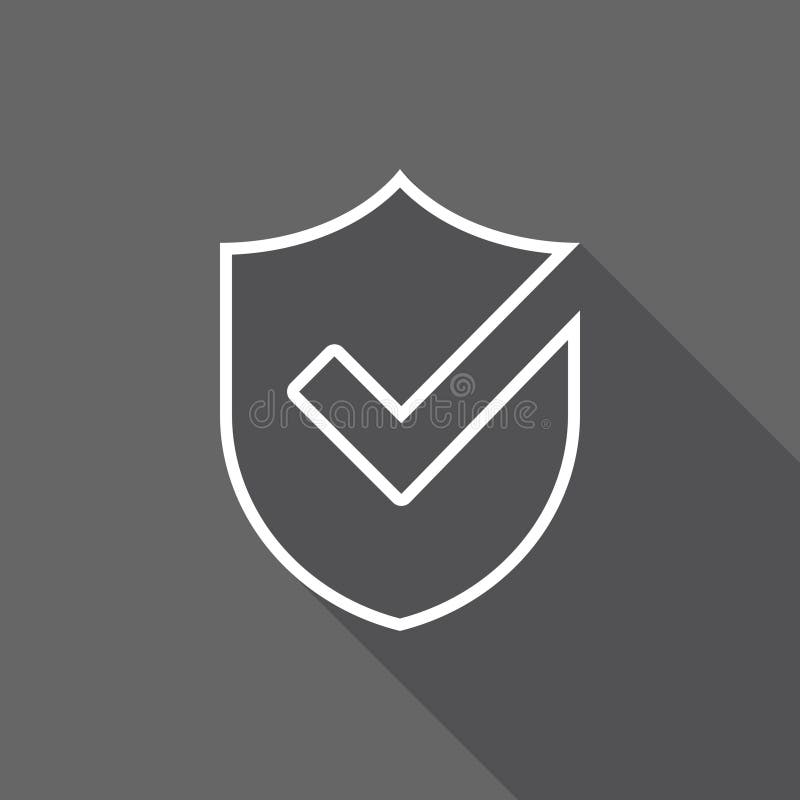 Shield with Check Mark Icon in Flat Style Isolated on Grey Background ...