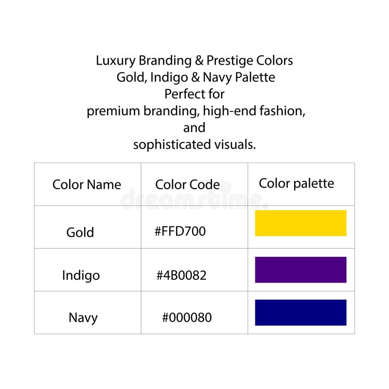 Luxury Branding & Prestige Colors: Gold, Indigo & Navy Palette Stock ...