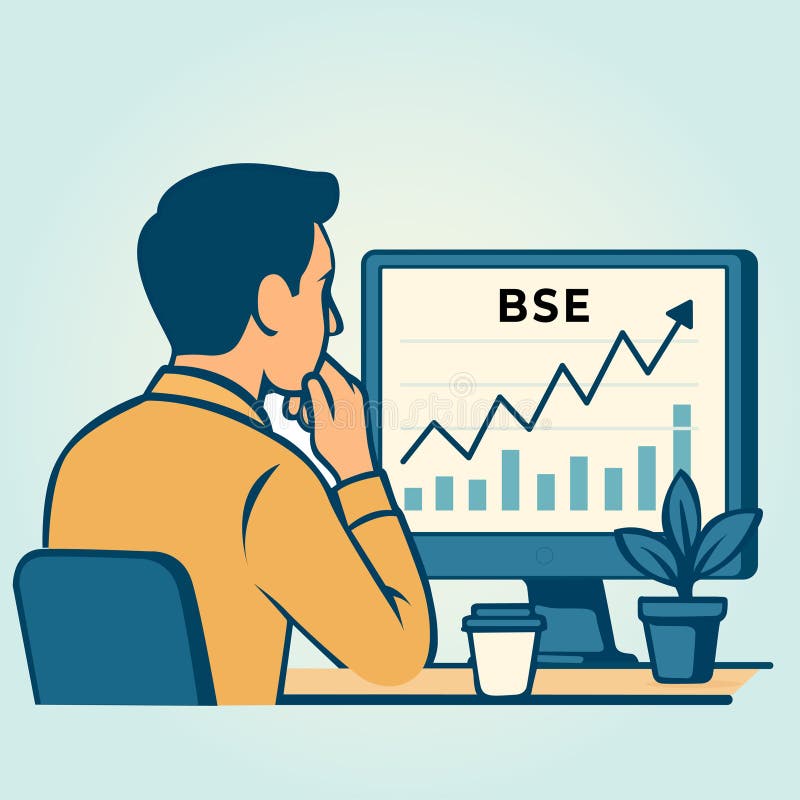 Stock Market Analysis – Monitoring BSE Growth Trends Stock Illustration ...