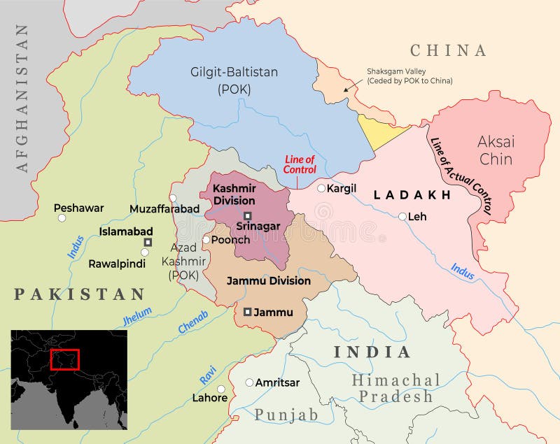 Detailed Political Map of Jammu & Kashmir, Ladakh & Surrounding Regions ...