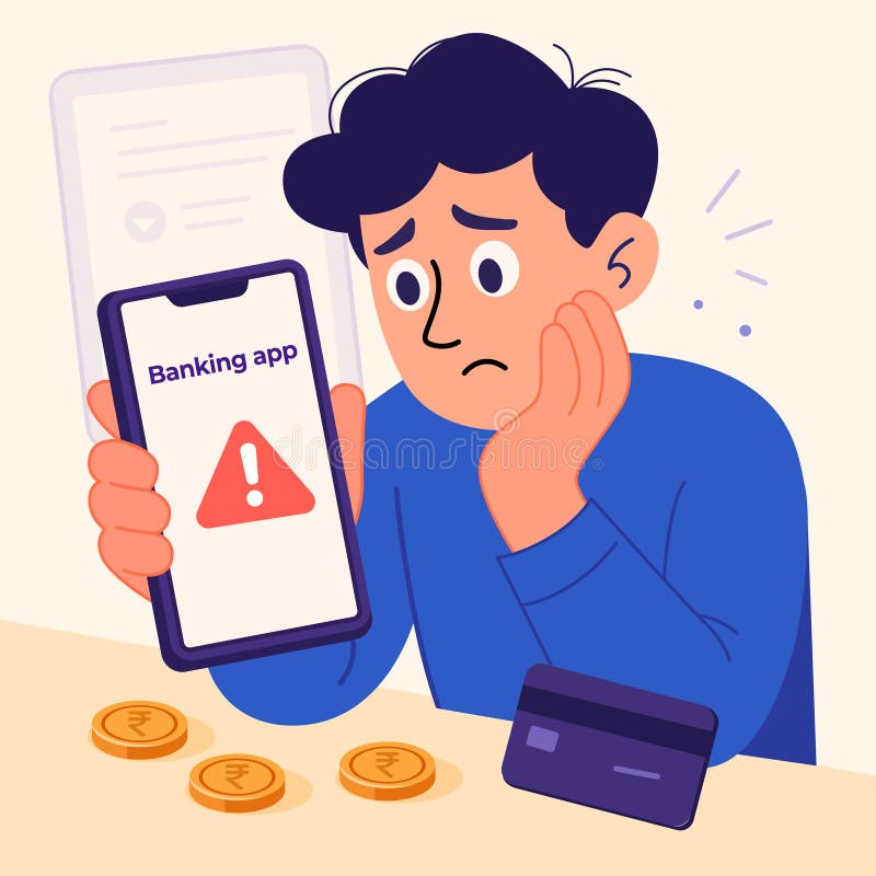 Banking App Warning – Financial Security Alert Stock Illustration ...