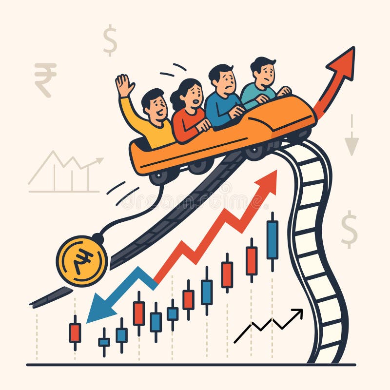 Roller Coaster Ride of Stock Market Volatility Stock Illustration ...