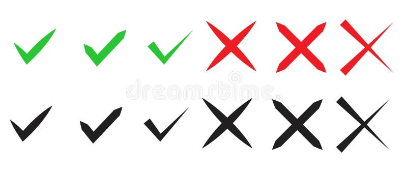 Check Mark Icon Vector. Check Icon with Right and Wrong Buttons and Yes ...