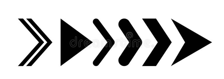 Set of Black Triangular Arrow Pointers Stock Vector - Illustration of ...