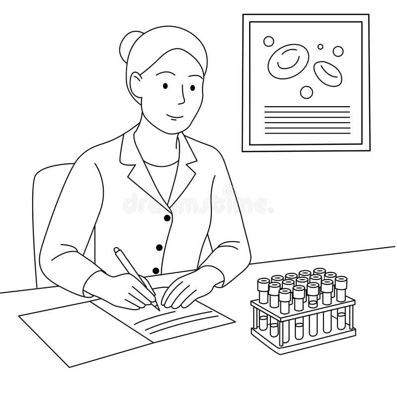Female Laboratory Scientist Writing Research Results at Desk with Test ...