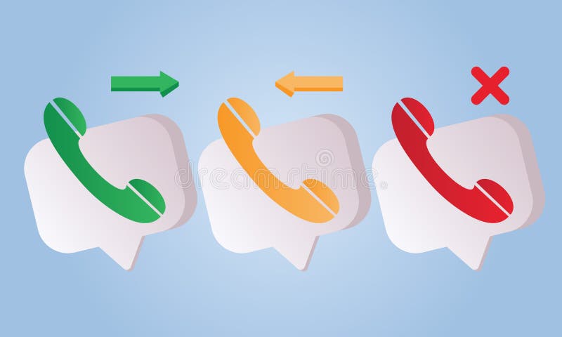 Set Incoming, Outgoing, Missed Call Phone Icon. Answer and Decline ...