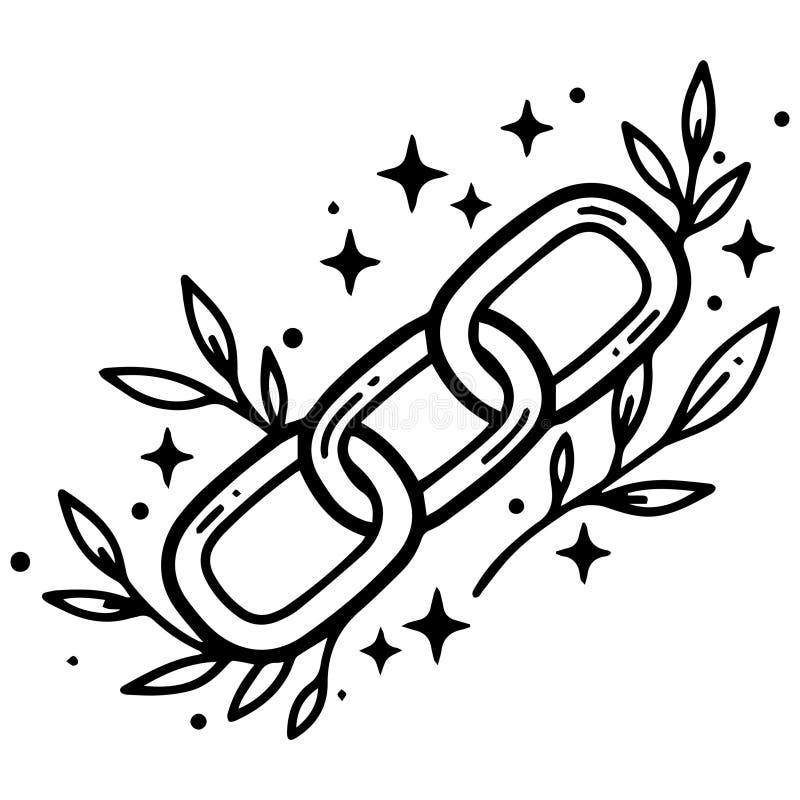 Interlocking Chain Links Silhouette - Black & White Line Art Stock ...
