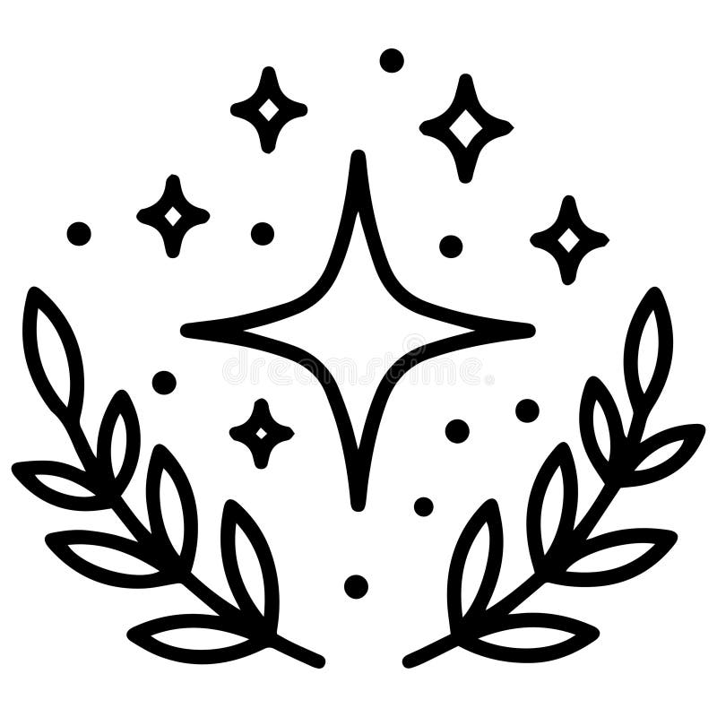Sparkle & Shimmer Icon Silhouette - Black & White Line Art Stock Vector ...