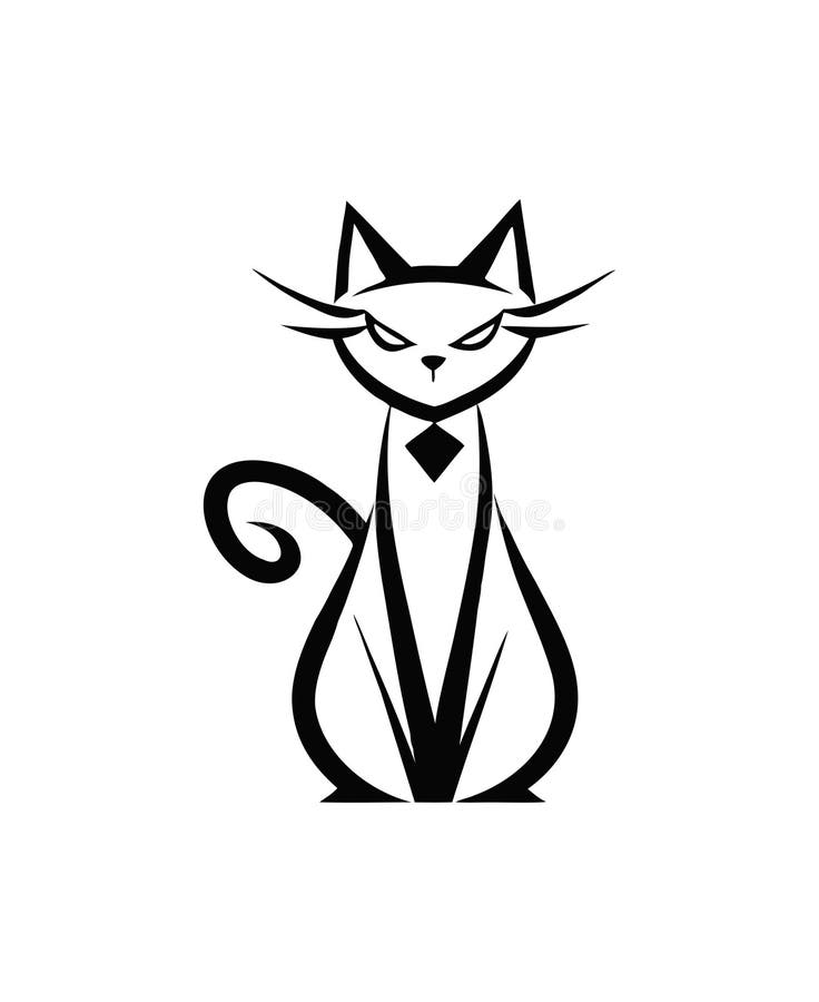 Sleek Black Cat Outline Vector Illustration Stock Illustration ...